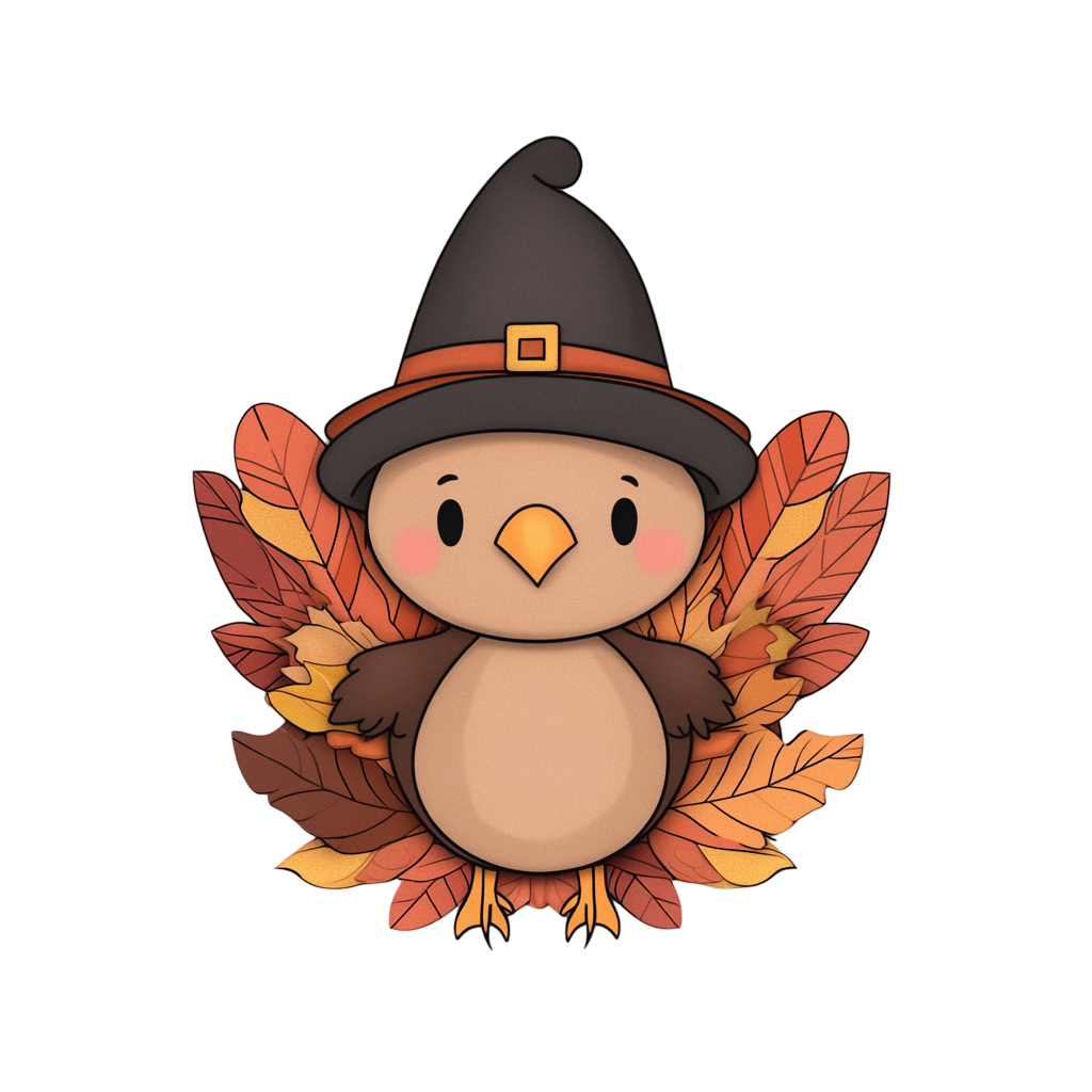 Free: vector illustration of cute little turkey wearing thanksgivi ...