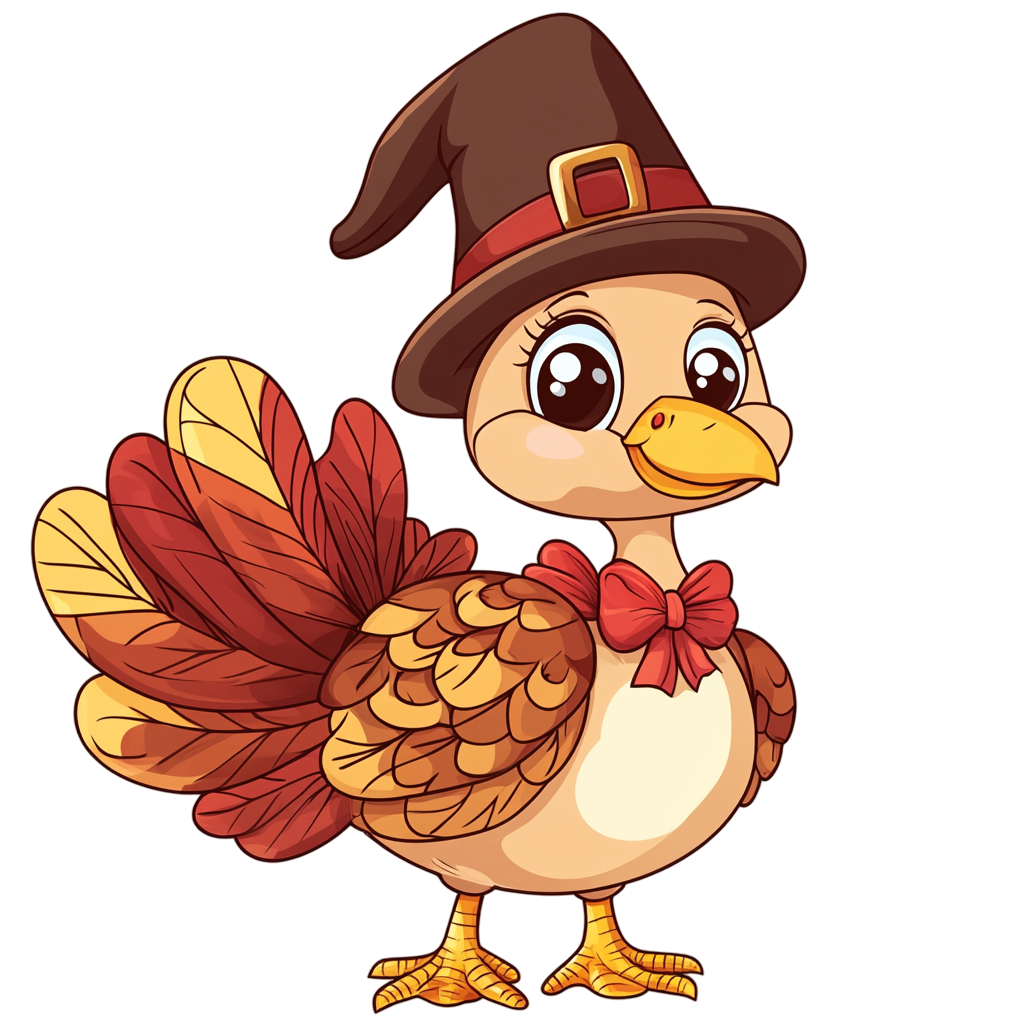 Free: vector illustration of cute little turkey wearing thanksgivi ...