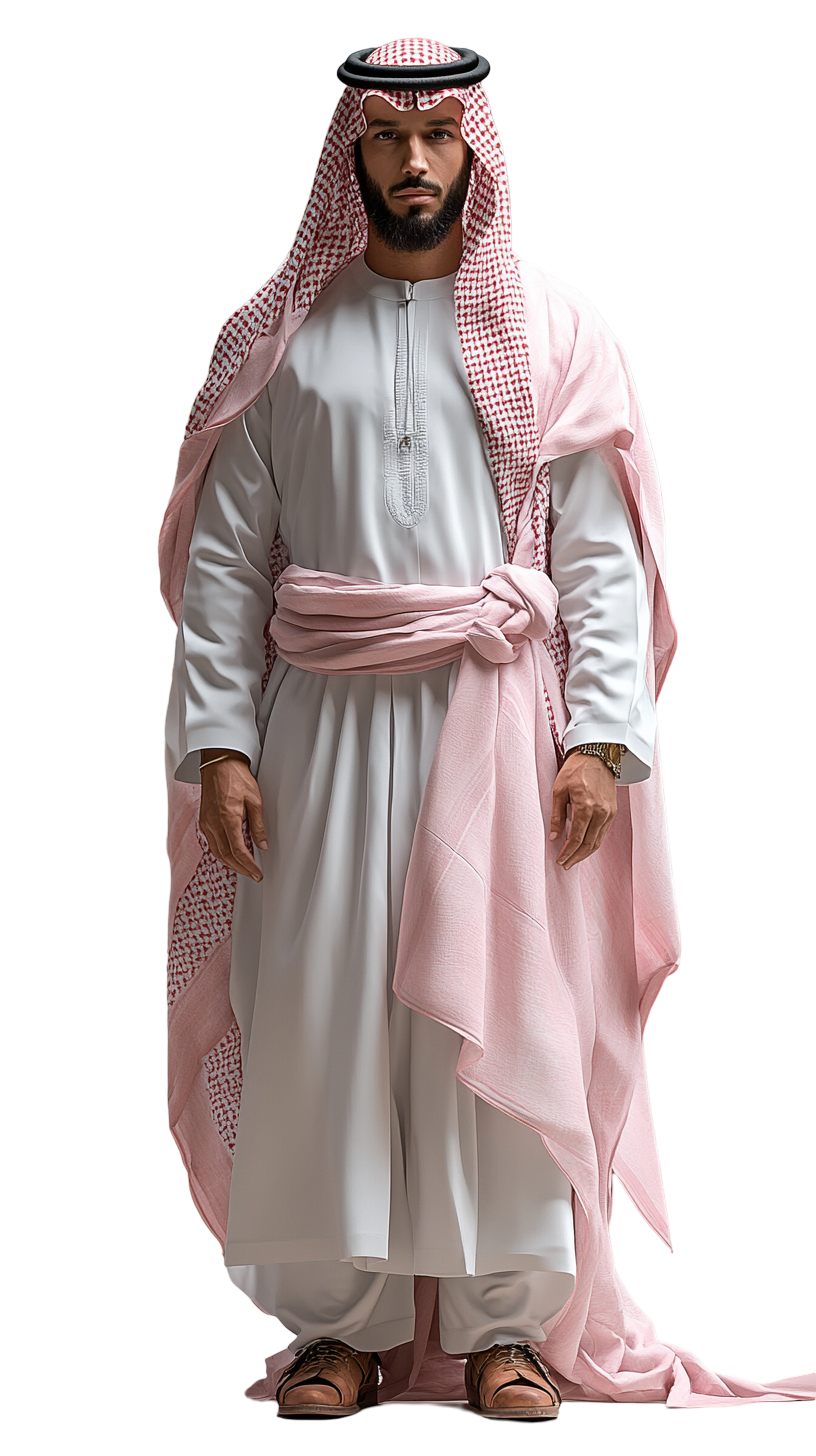 Free: PNG of Handsome Saudi Arabian Man in White and Pink Outfit - nohat.cc