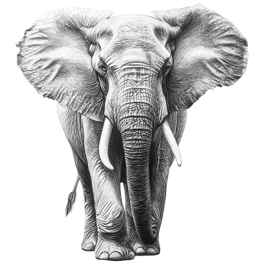 Free: pencil drawing of a full body elephant with shading - nohat.cc