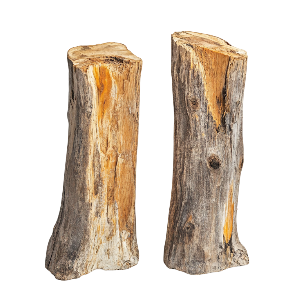 Free: standing wooden log cut in half lengthwise, view from below ...