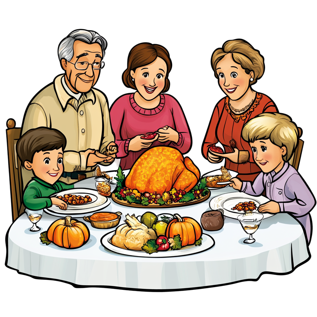 Free: A clipart of a thanksgiving party with the family. - nohat.cc
