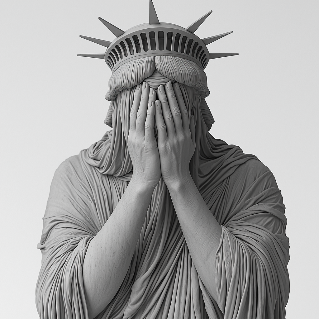 Free: Veiled Grief: The Statue of Liberty in Tender Embrace - nohat.cc