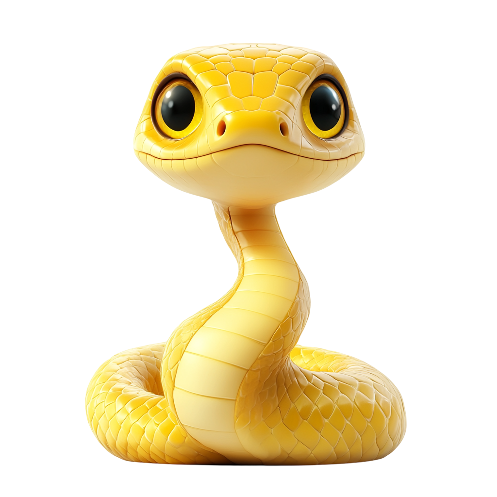 Free: Charming 3D Cartoon Golden Snake Icon in Pixar Style - nohat.cc