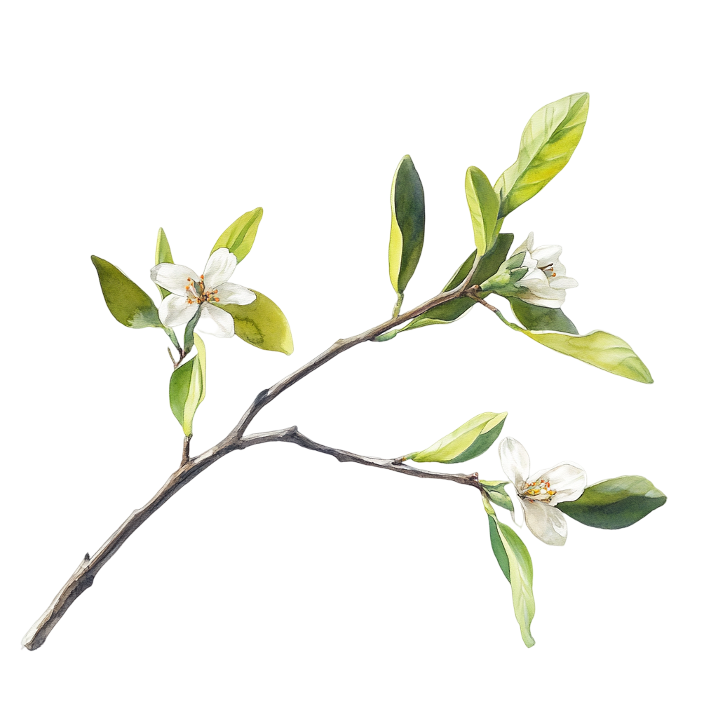 Free: Still Life of an Orange Tree Twig with Leaves and Flowers - nohat.cc