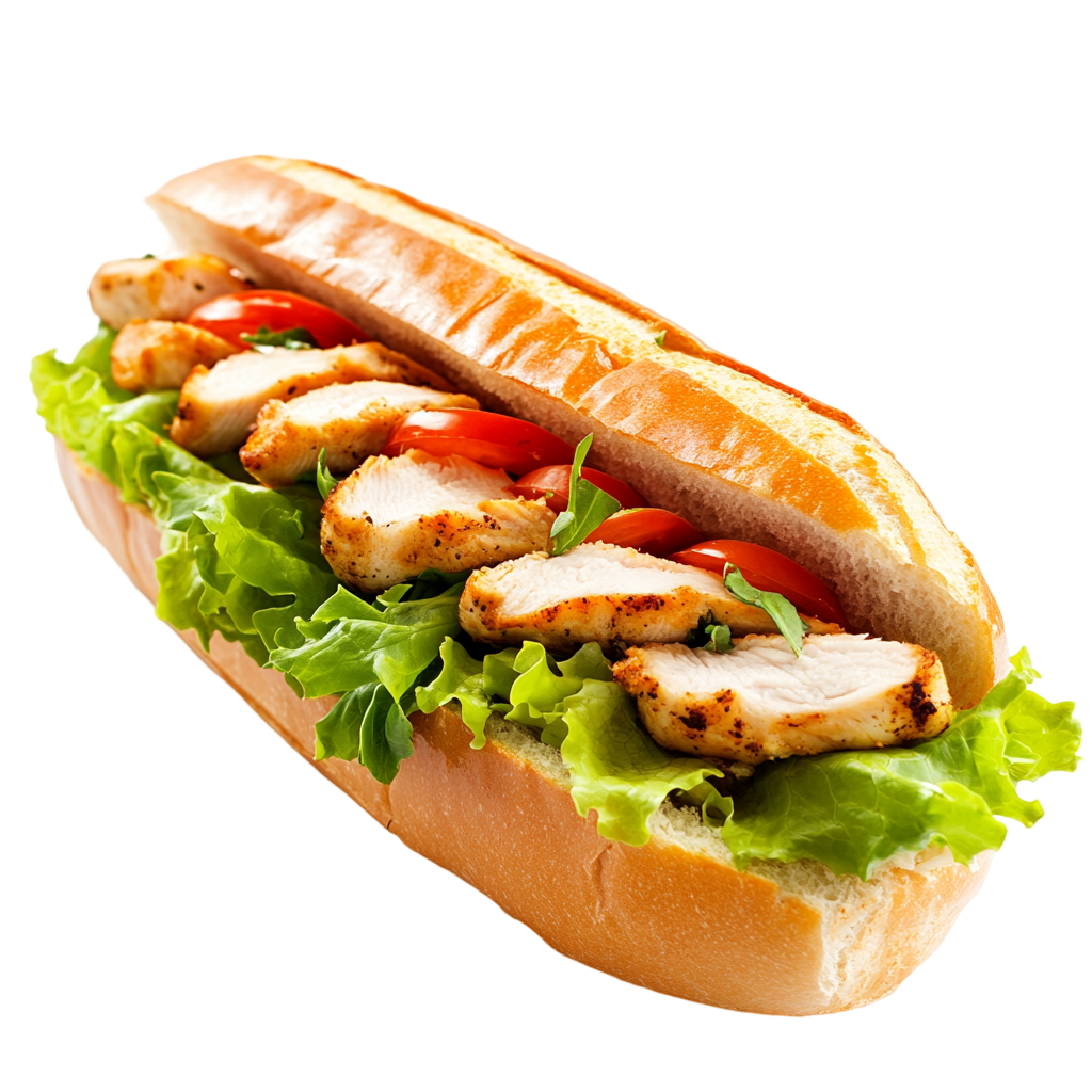 Free: Delicious Chicken and Lettuce Sub Sandwich on White Background ...