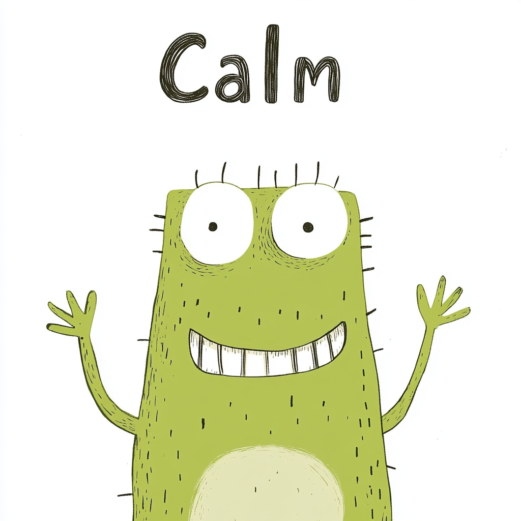 Free: Cute Calm Green Cartoon Monster Illustration - nohat.cc