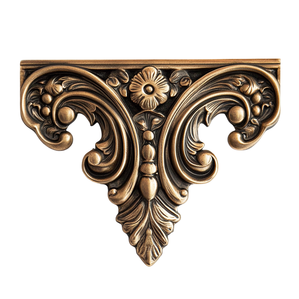 Free: metal corner bracket, decorative, brass, white background, e ...