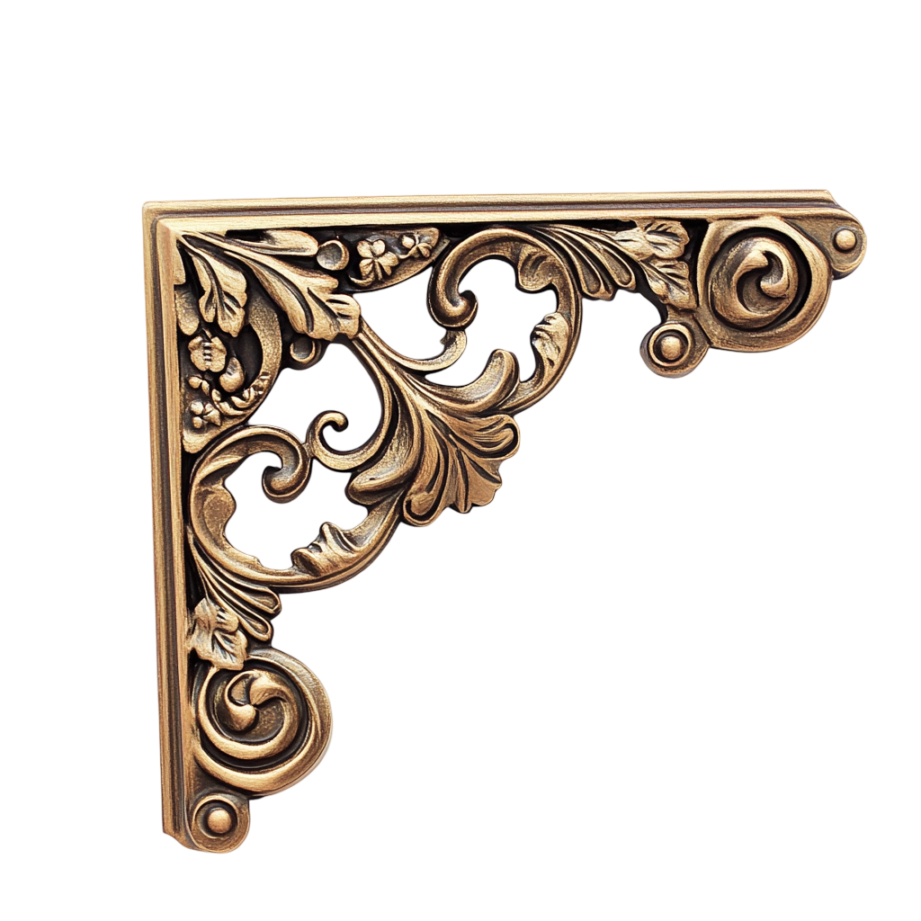 Free: metal corner bracket, decorative, brass, white background, e ...