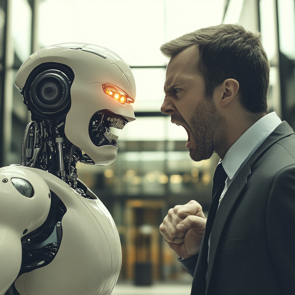 Free: Corporate CEO Yelling at Robot Doppelgänger in Modern Office ...