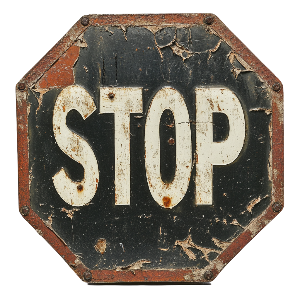 Free: PNG Old Worn Stop Sign Front View with White STOP Text for Urban ...