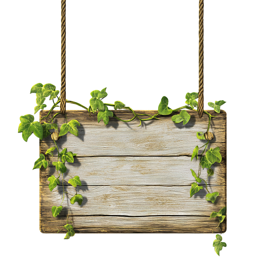 Free: Rustic Illustrated Wooden Hanging Sign with Vines - nohat.cc