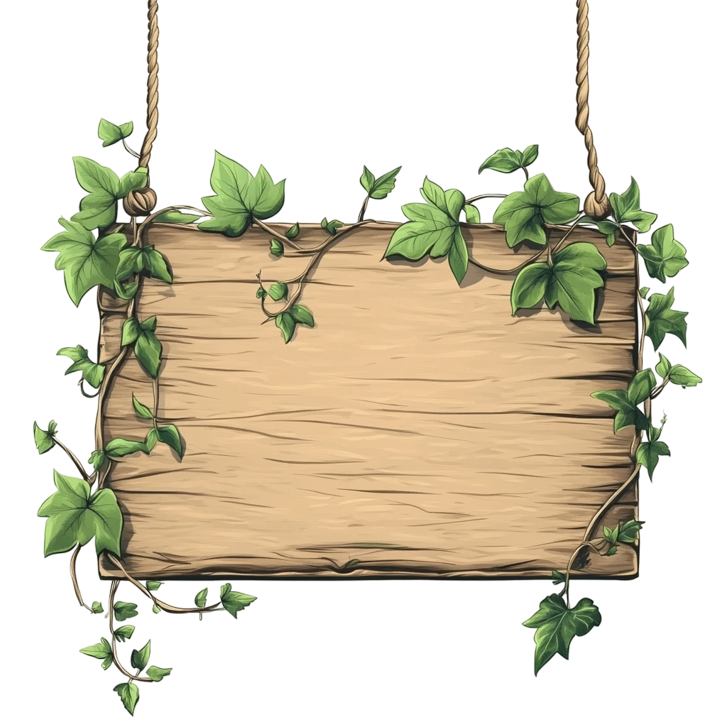 Free: Rustic Illustrated Wooden Hanging Sign with Vines - nohat.cc
