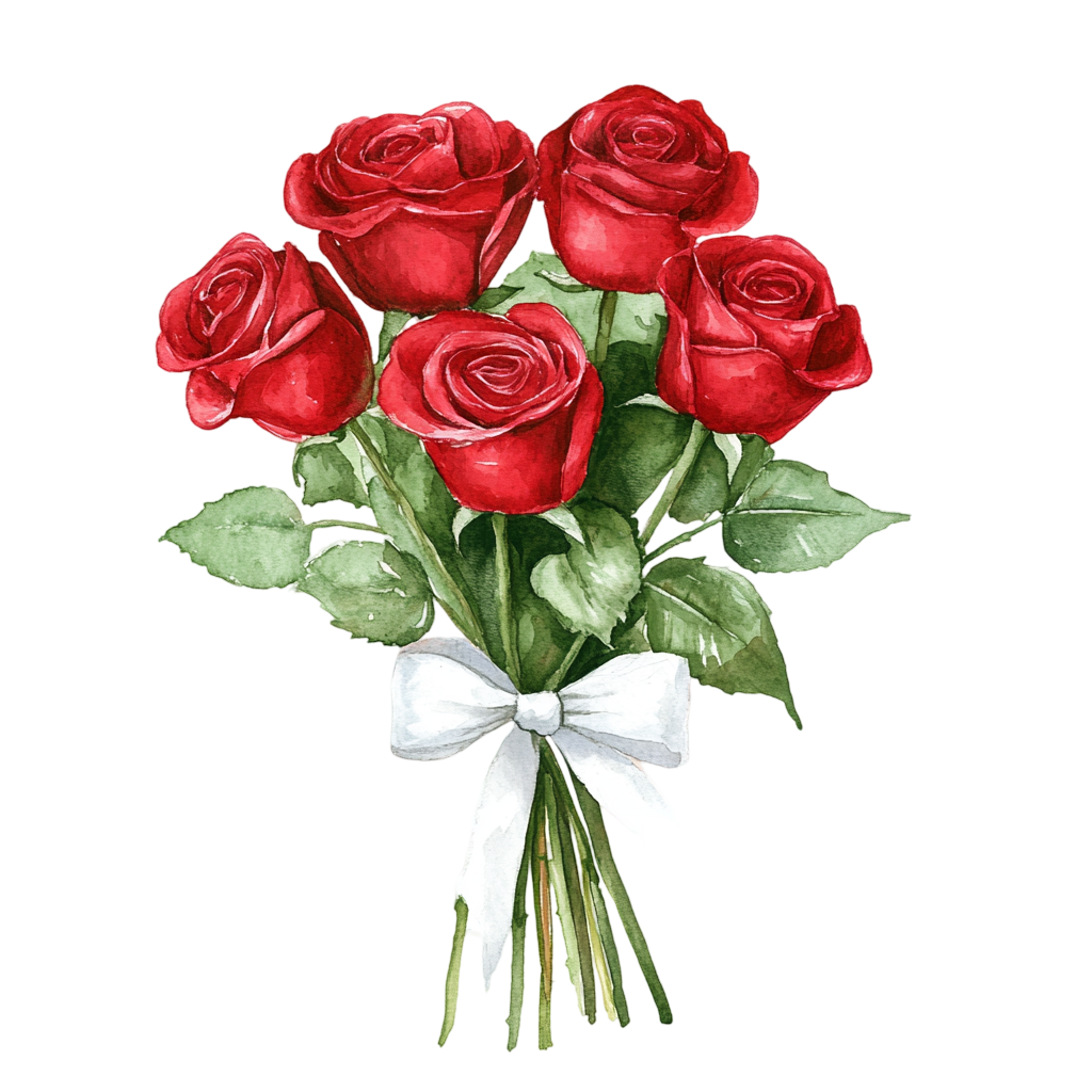 Free: Delicate Red Roses Bouquet with White Ribbon - nohat.cc
