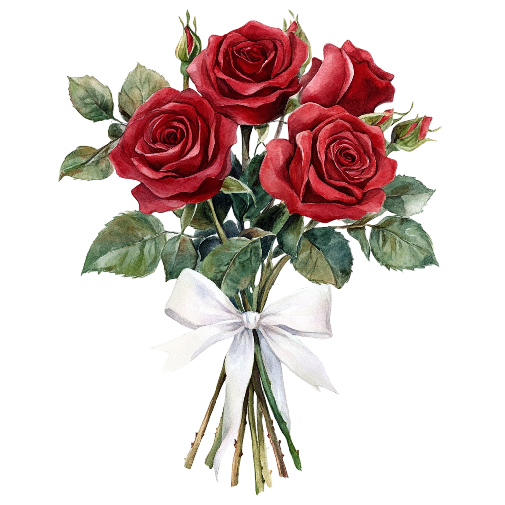 Free: Delicate Red Roses Bouquet with White Ribbon - nohat.cc