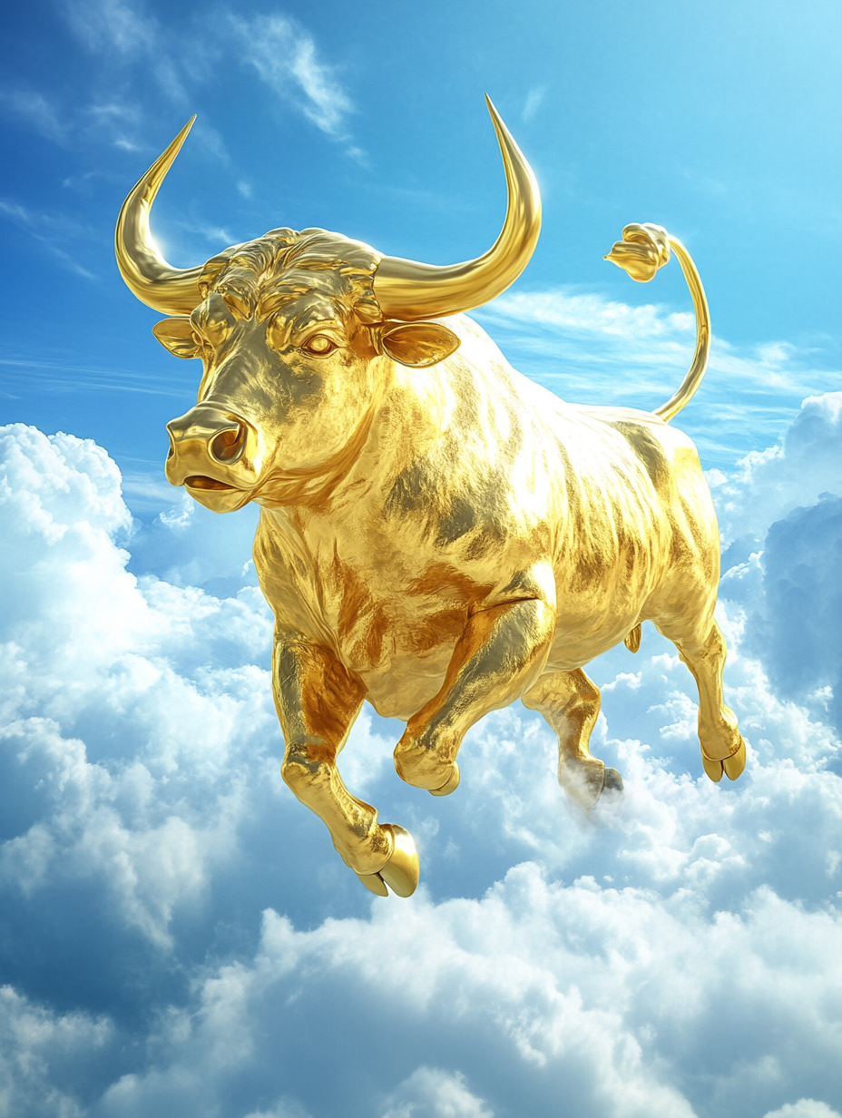 Free: Majestic Bull Charging Through the Sky - nohat.cc