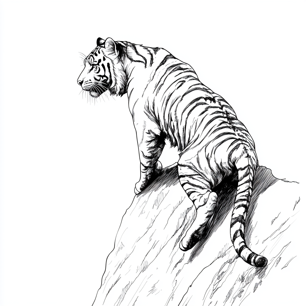 Free: a drawing of a tiger climbing a tree - nohat.cc