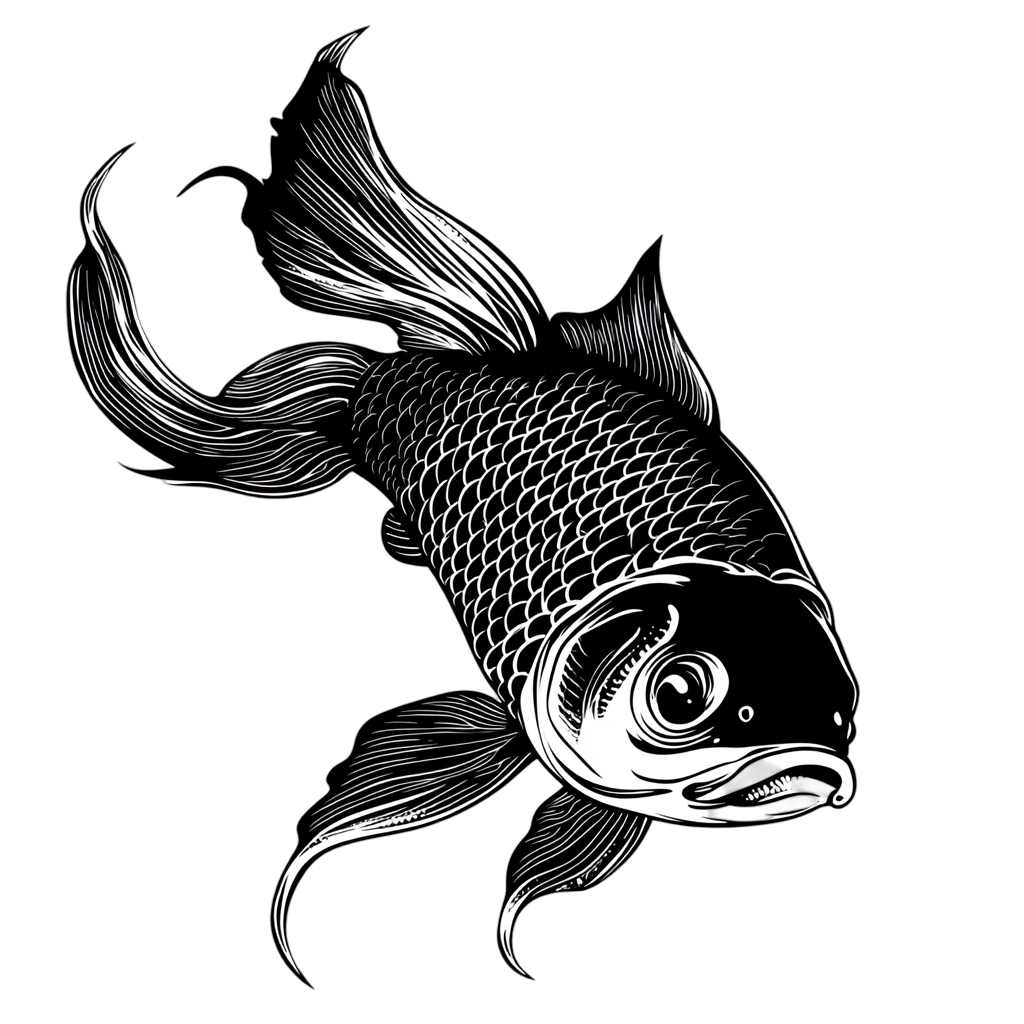 Free: a black and white drawing of a fish - nohat.cc