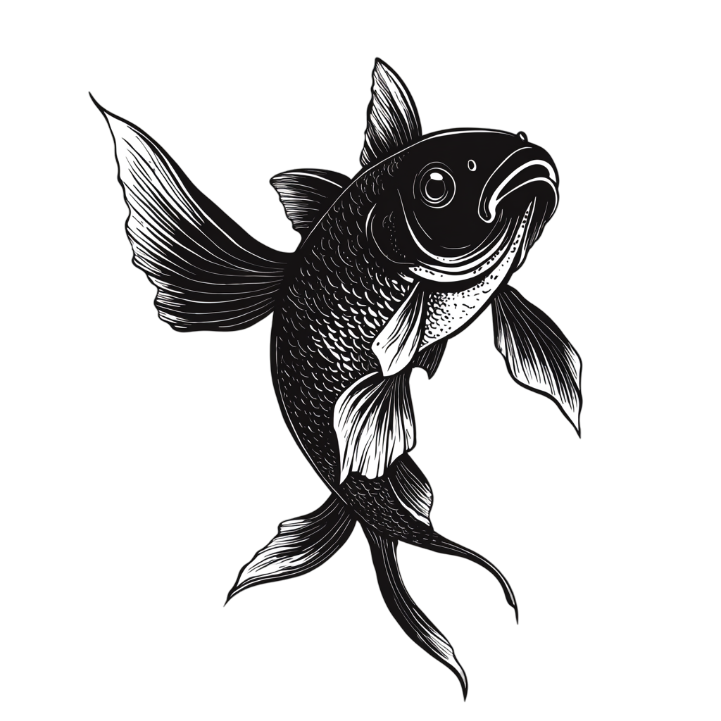 Free: a black and white drawing of a fish - nohat.cc