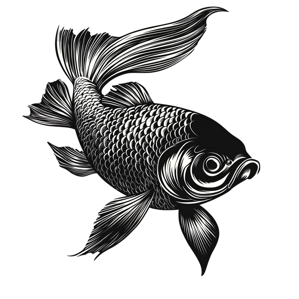 Free: a black and white drawing of a fish - nohat.cc