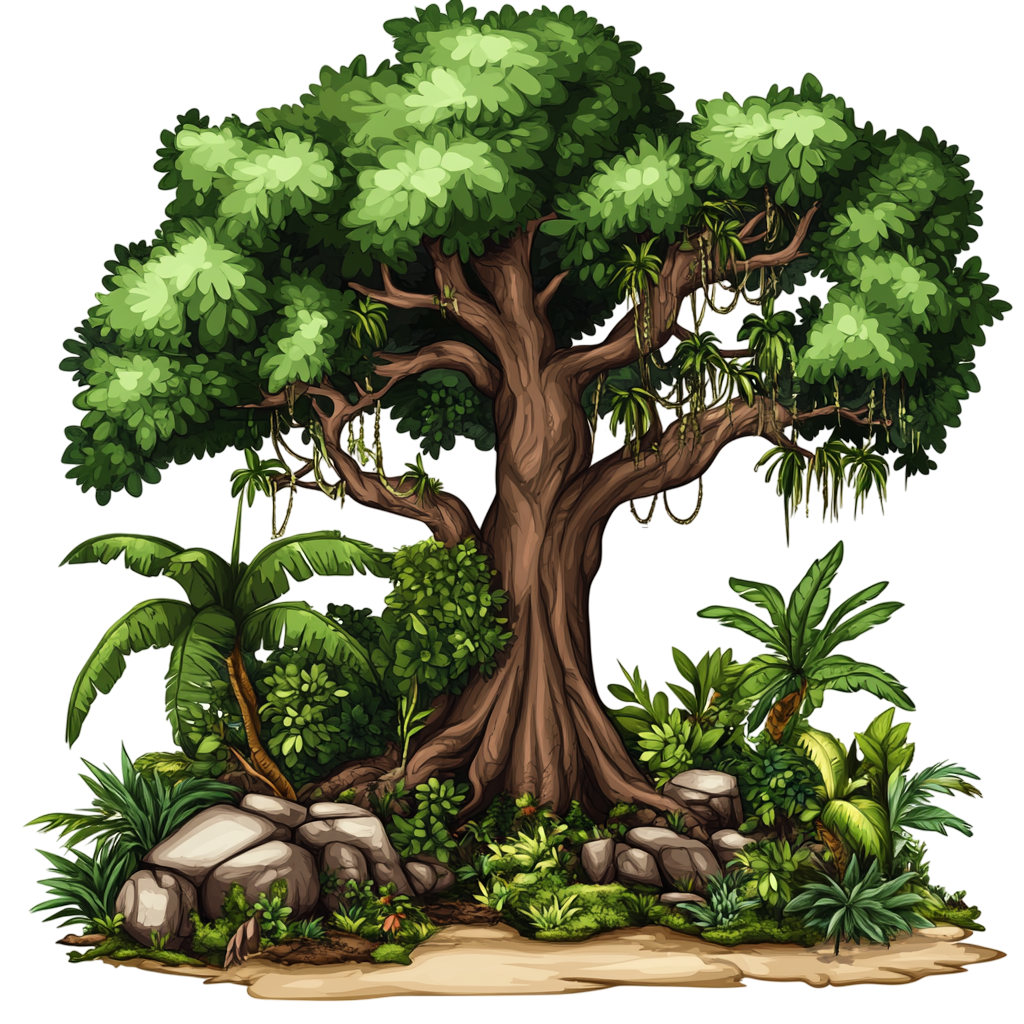 Free: Tropical Rainforest Tree: Mayan-Inspired Clip Art Sticker - nohat.cc