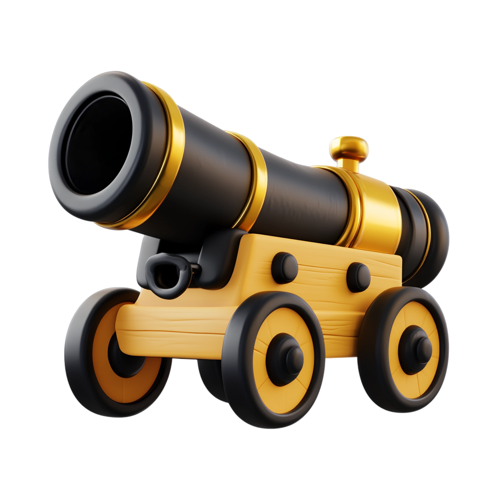 Free: PNG Cartoon cannon toy in black and gold, Pixar-style 3D design - nohat.cc