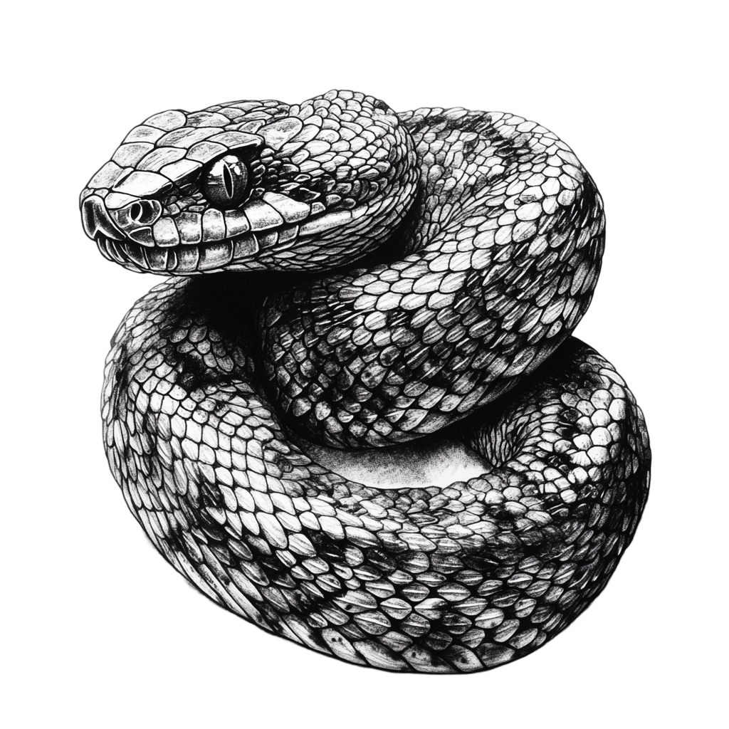 Free: Realistic Coiled Copperhead Snake Tattoo Stencil - nohat.cc