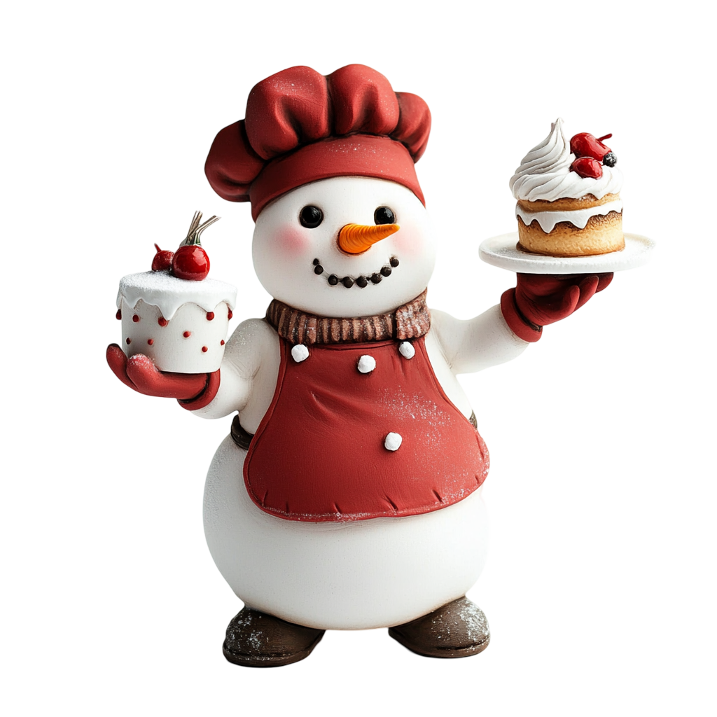 Free: Festive Snowman Chef Figurine with Cake and Piping Bag - nohat.cc