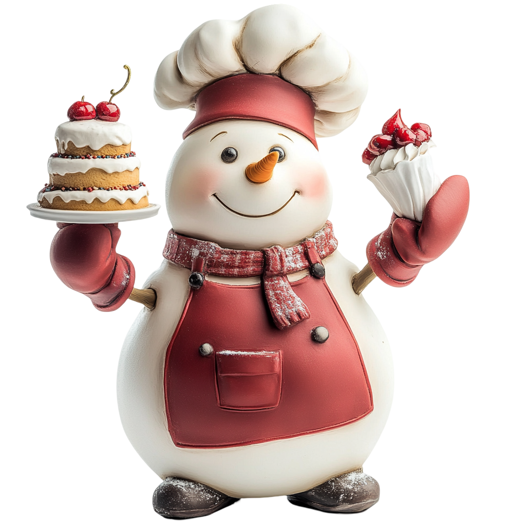 Free: Festive Snowman Chef Figurine with Cake and Piping Bag - nohat.cc