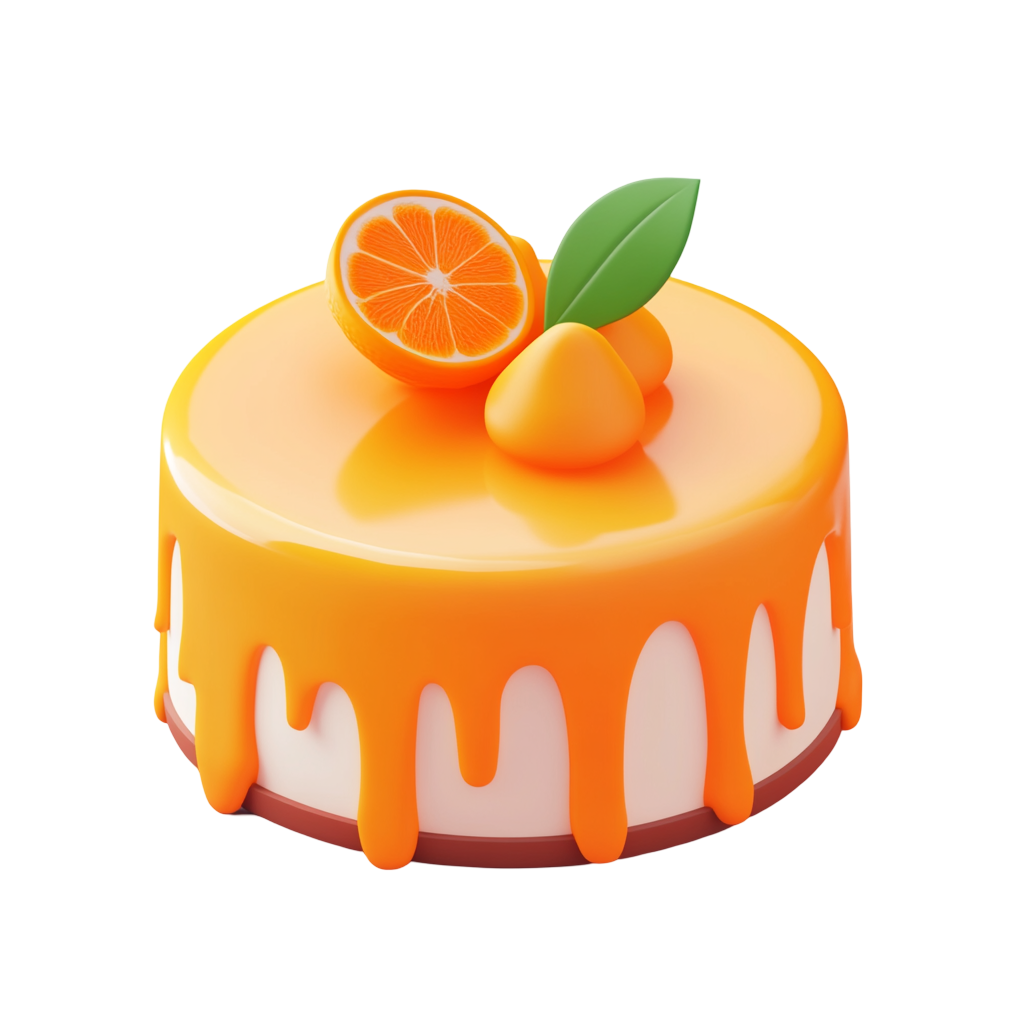 Free: 3D Cartoon Orange Cake Icon with Translucent Details - nohat.cc