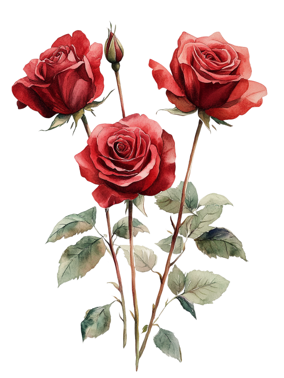 Free: Vintage Watercolor: Dark Red Roses Illustration - nohat.cc