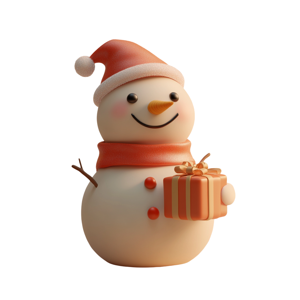 Free: Chibi Snowman with Gift: Minimalist Clay Art Toy - nohat.cc