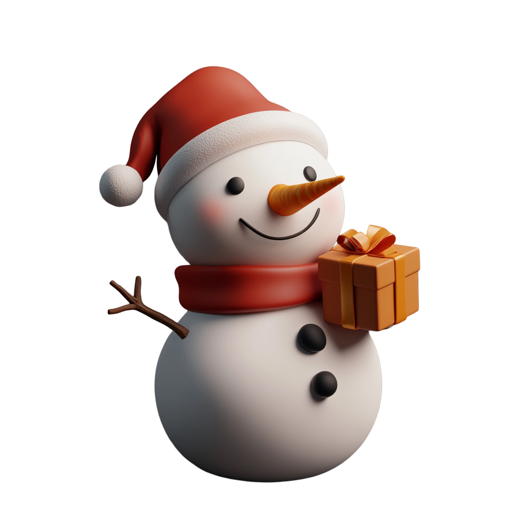 Free: Chibi Snowman with Gift: Minimalist Clay Art Toy - nohat.cc