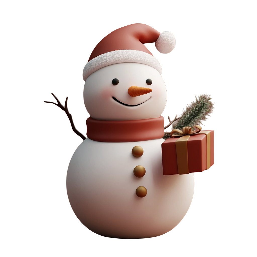 Free: Chibi Snowman with Gift: Minimalist Clay Art Toy - nohat.cc