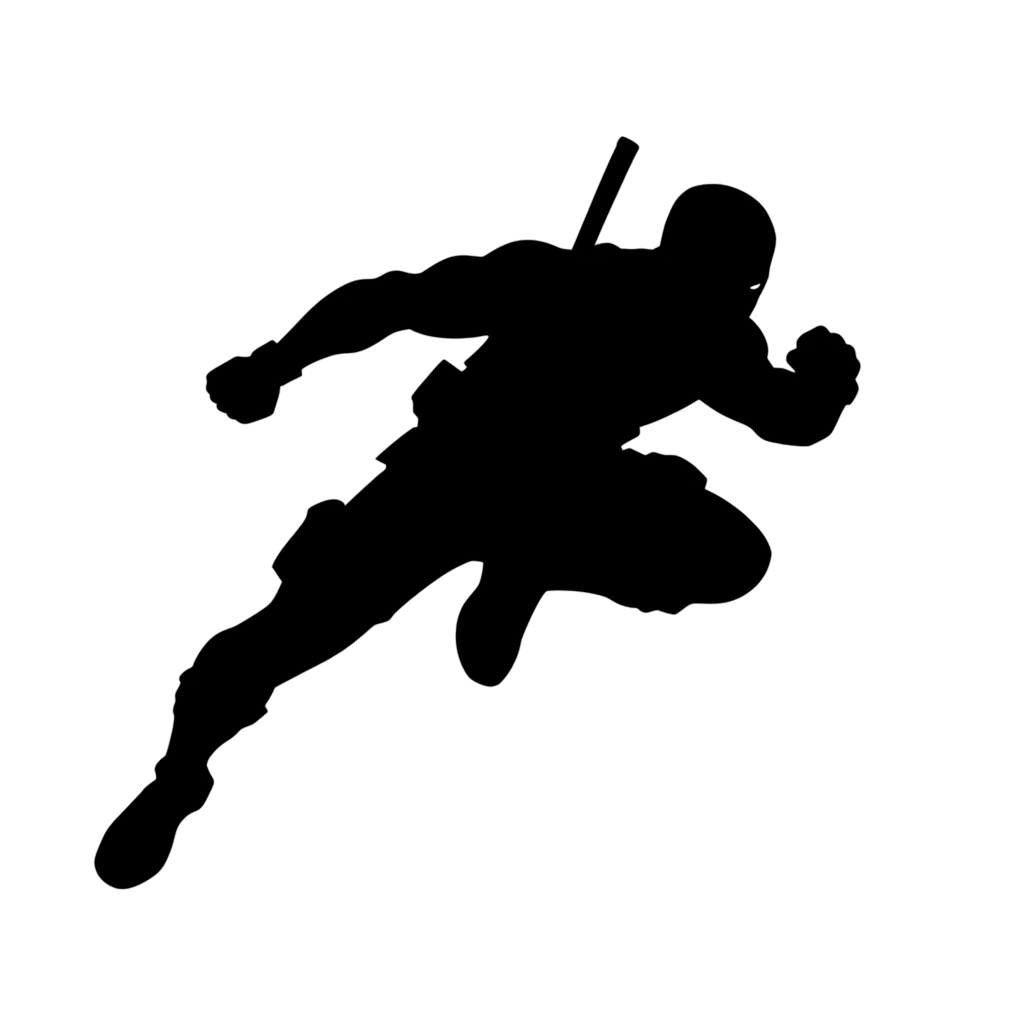 Free: PNG Black Silhouette of Deadpool Superhero Jumping in Side View ...