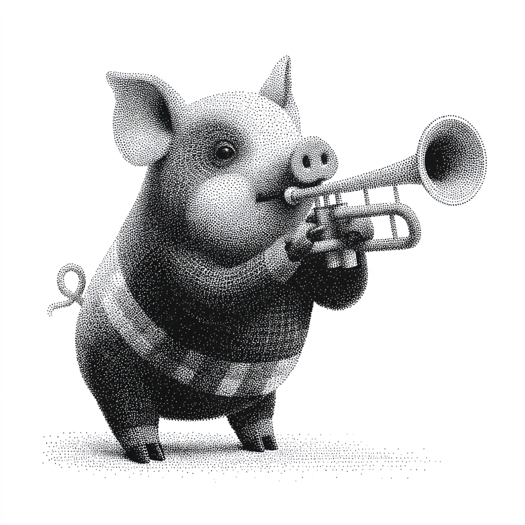 Free: Cute Anthropomorphic Pig Blowing Trumpet - nohat.cc