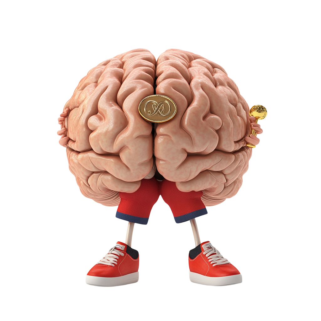 Free: PNG 3D cartoon brain character with legs and feet winning gold ...