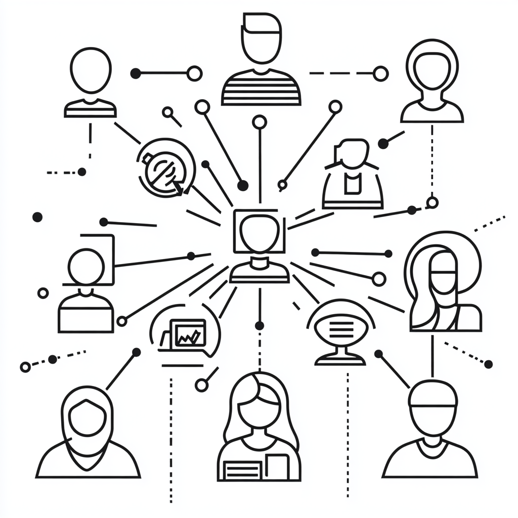 Free: Line Art Symbolizing User Collaboration in Grey Scale - nohat.cc