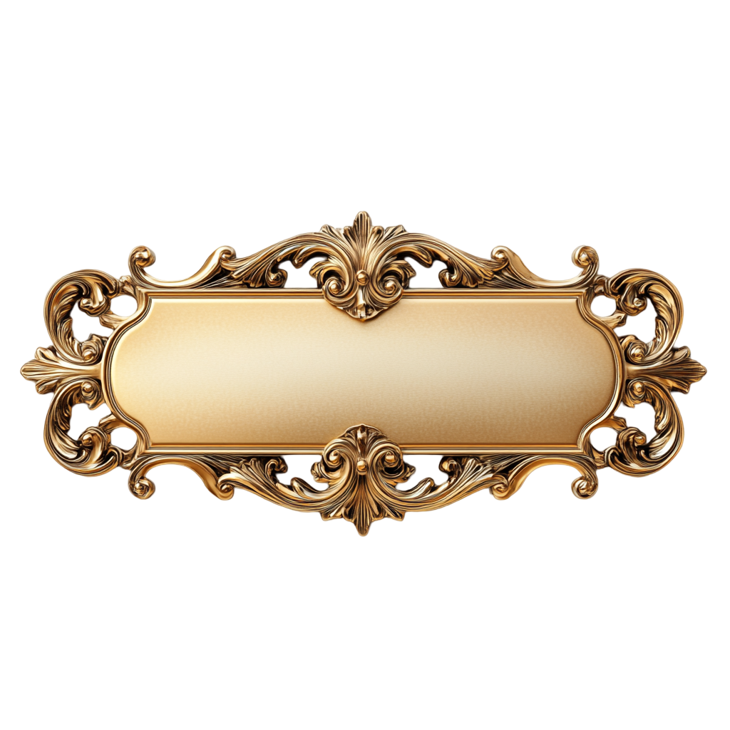 Free: golden shiny name tag with decorative elements on a white ba ...