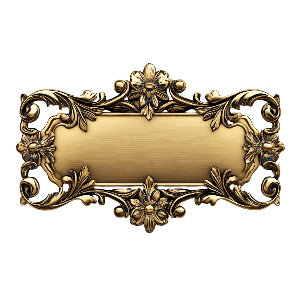 Free: golden shiny name tag with decorative elements on a white ba ...