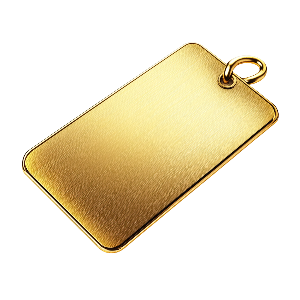 Free: golden shiny name tag with decorative elements on a white ba ...