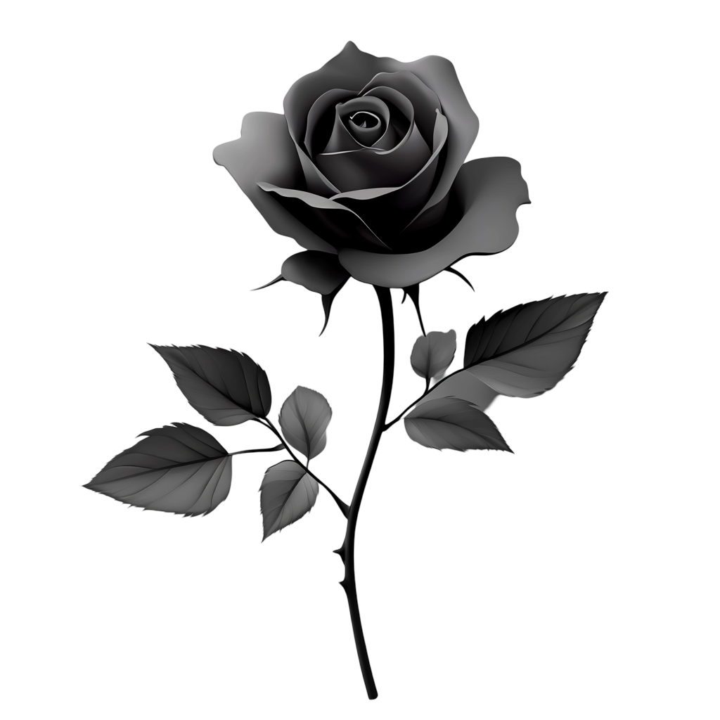 Free: black rose with shadows effect, grey, white background, leav ...
