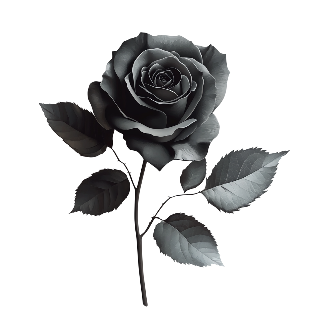 Free: black rose with shadows effect, grey, white background, leav ...