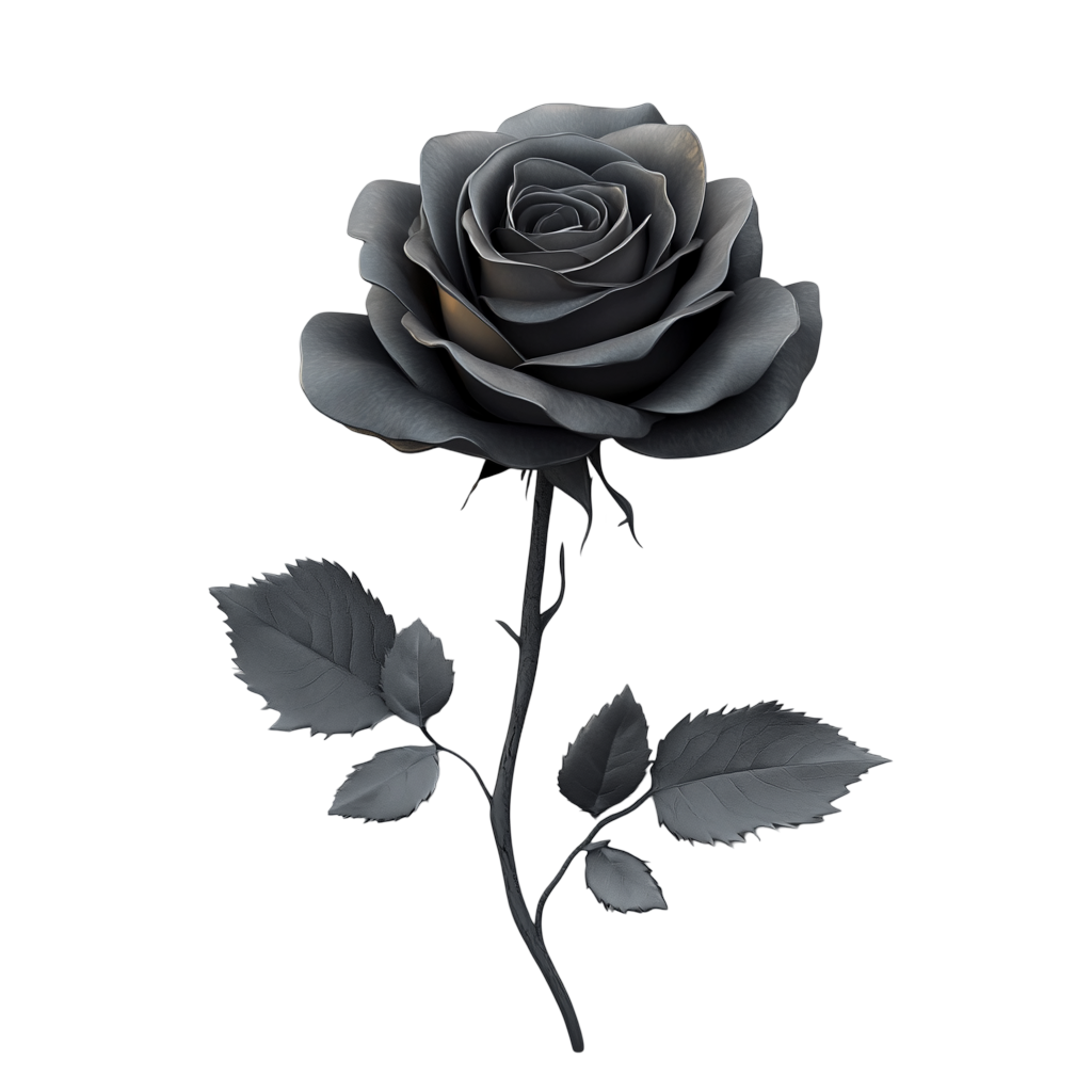 Free: black rose with shadows effect, grey, white background, leav ...