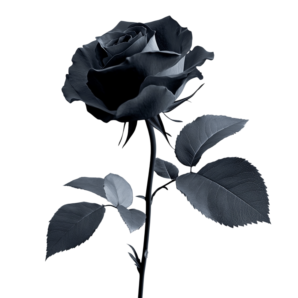 Free: black rose with shadows effect, grey, white background, leav ...