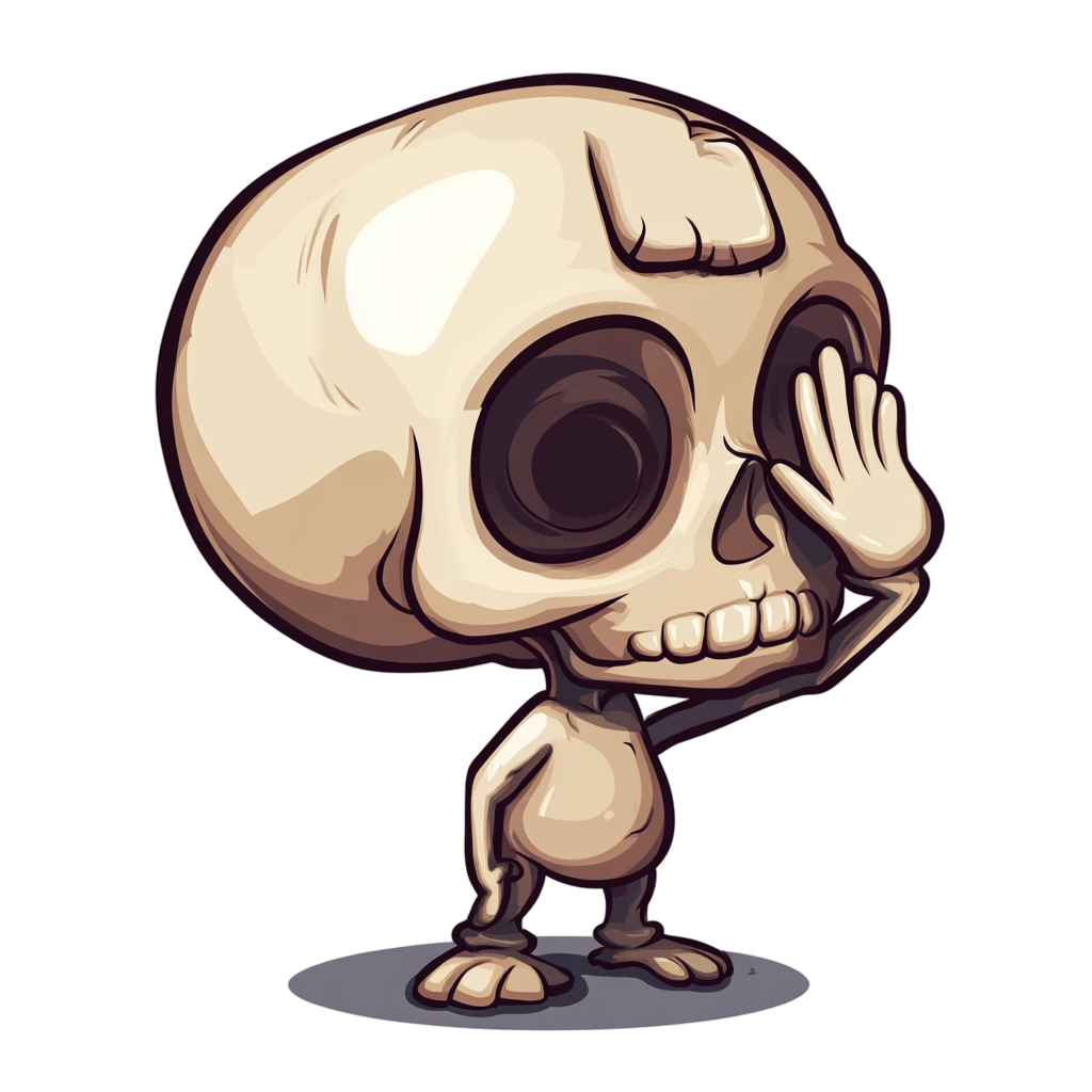 Free: PNG Skull Character Smacking Forehead in 2D Cartoon Style for ...