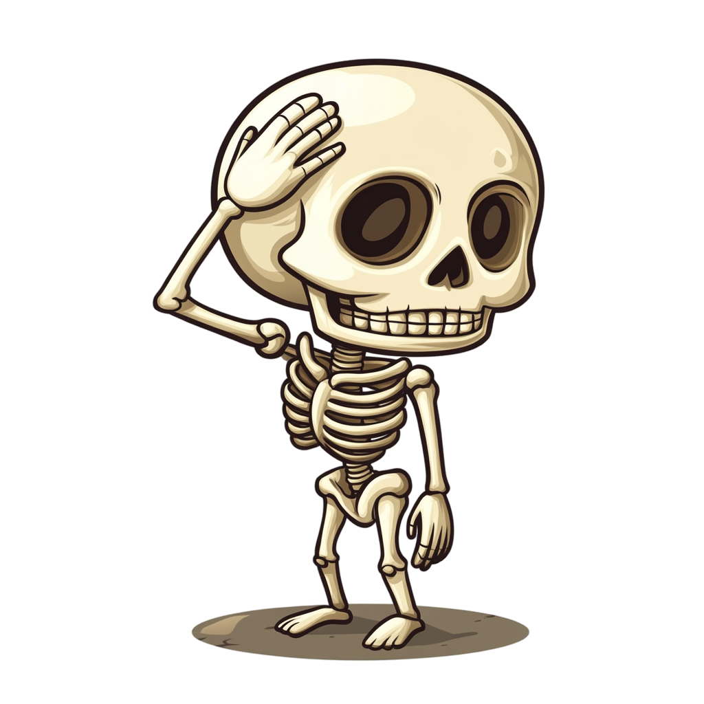 Free: PNG Skull Character Smacking Forehead in 2D Cartoon Style for ...