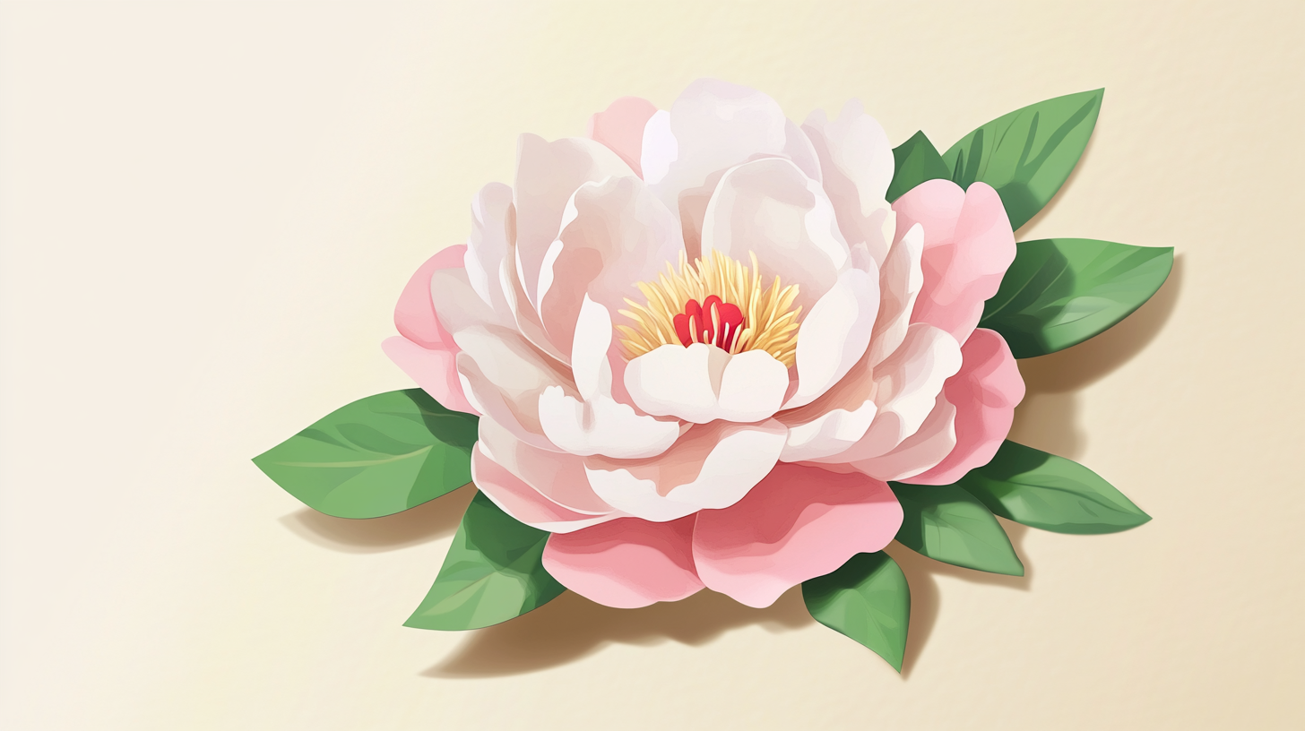 Free: Charming 3D Peony Flower Sticker Illustration - nohat.cc