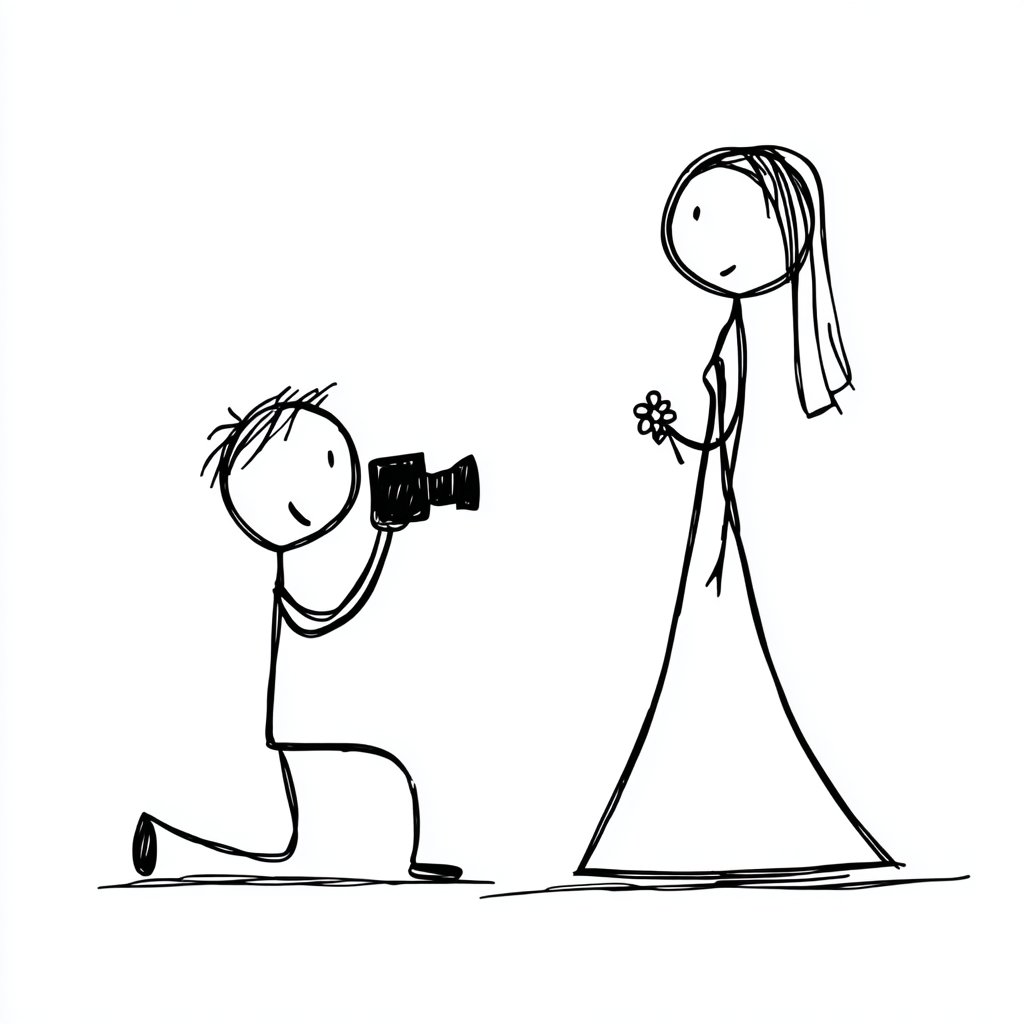 Free: Stick Figure Photographer Capturing Bride and Groom - nohat.cc