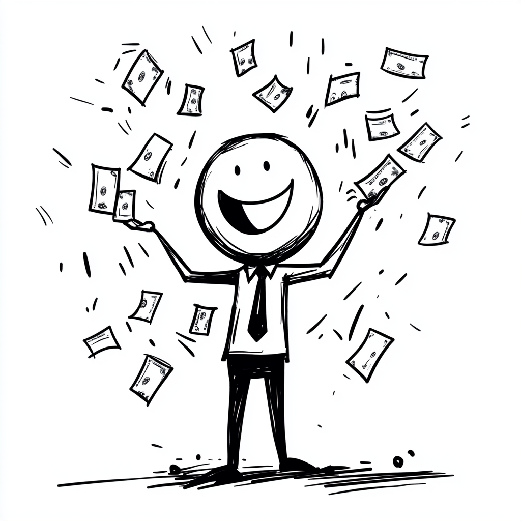 Free: Talented Young Businessman Stick Figure with Money on White ...